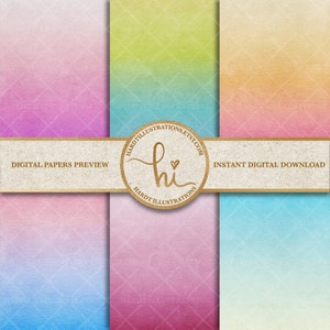 Pastel Ombre Watercolor Digital Paper, Rainbow Watercolor Gradient ...