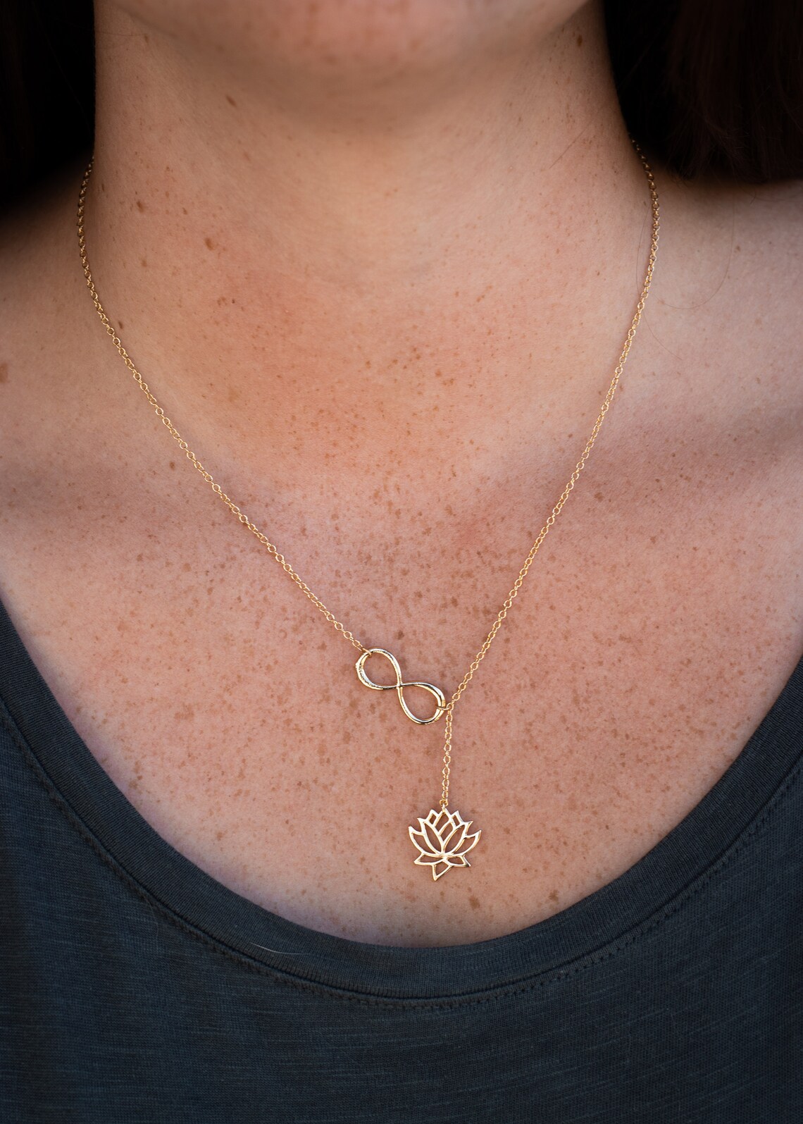 Lotus Pendant Necklace Gold Lotus Flower Charm Chain - Etsy