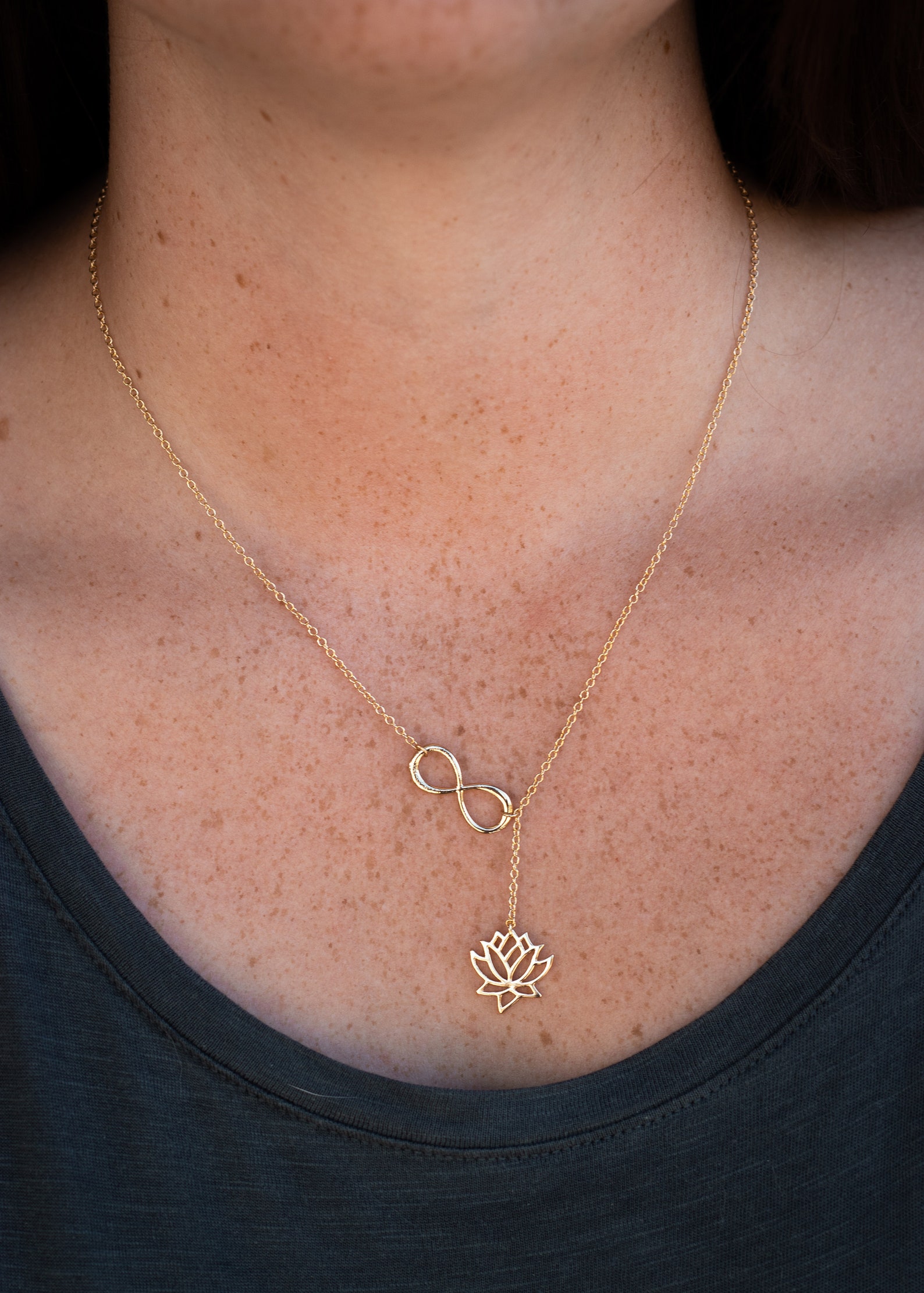 Lotus Pendant Necklace Gold Lotus Flower Charm Chain - Etsy