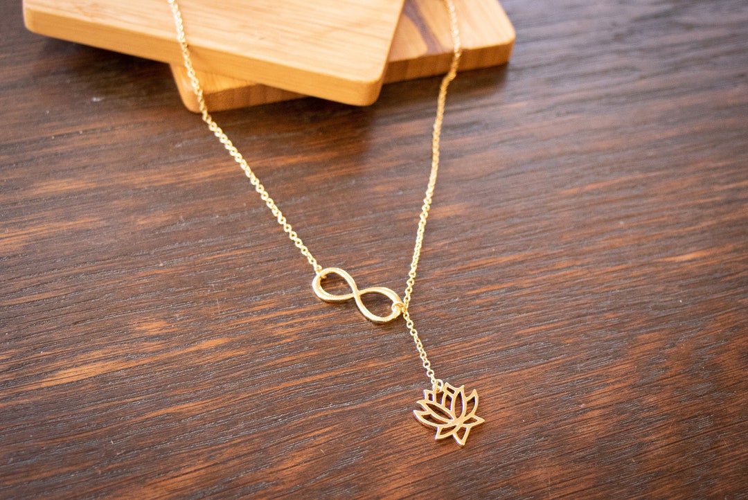 Lotus Pendant Necklace | Gold | Lotus Flower Charm Chain | Flower ...