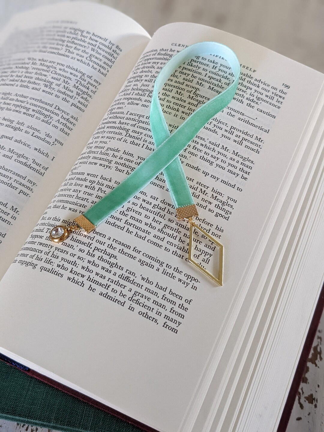 Mint Green Vintage Style Velvet Bookmark - Etsy