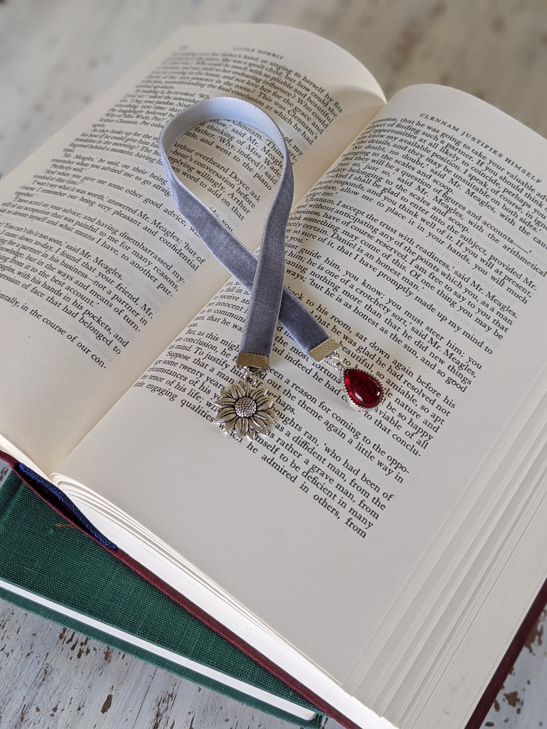 Light Gray Vintage Style Velvet Bookmark - Etsy