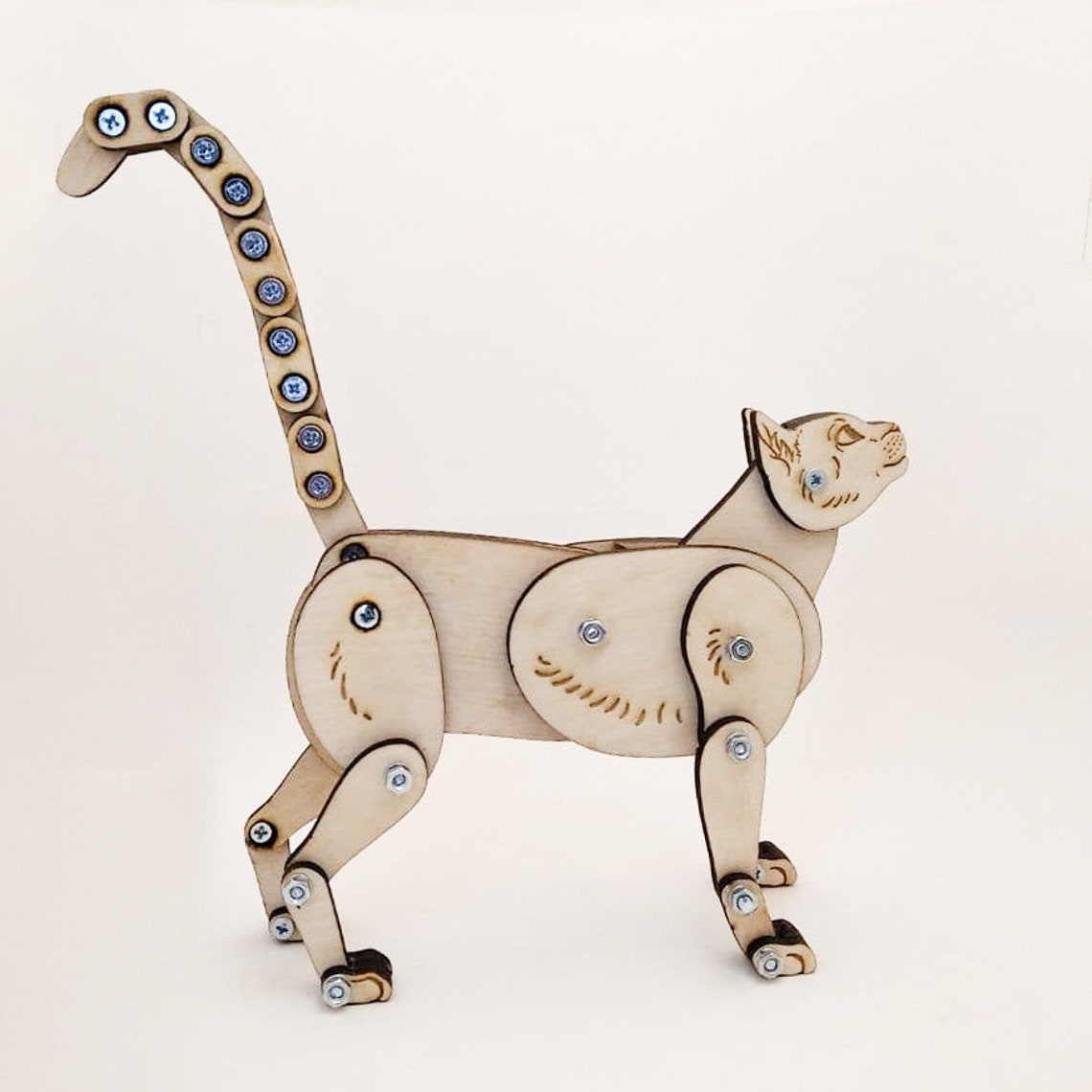 Cat wooden articulated figurine figure poseable | Etsy