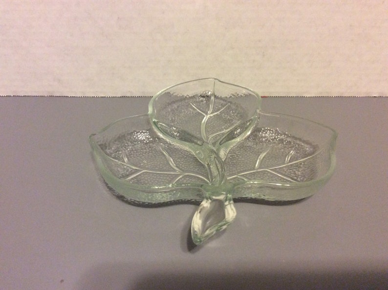 Glassware Vintage Maple Leaf Shaped Glass Candy Dish | Etsy
