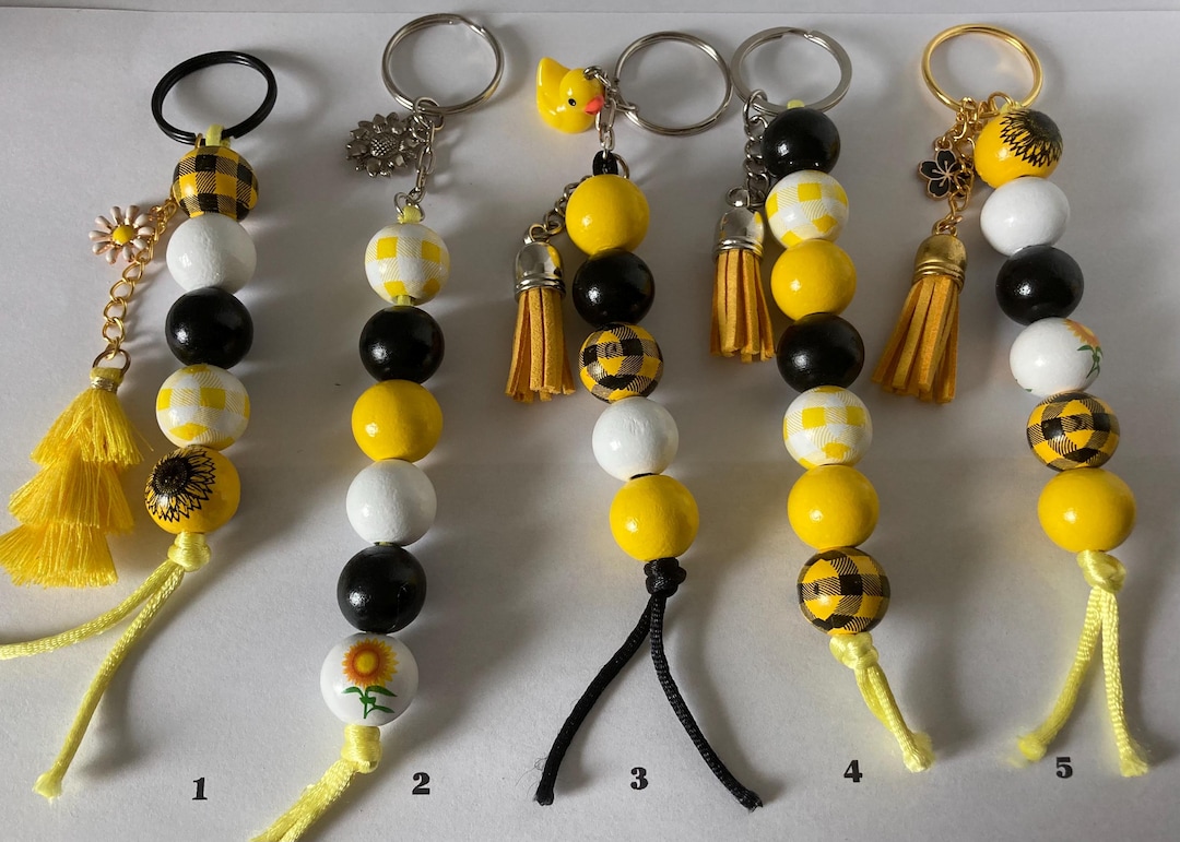 Beaded Key Rings Yellow & Black Color Theme - Etsy