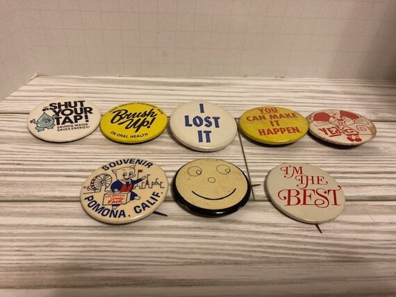 Button ~ 1 5 Vintage Collectible Pin Back Buttons Gem