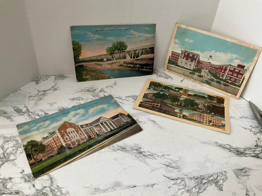 Vintage 1940's Texas Post Cards Baylor University, New Brazos River ...