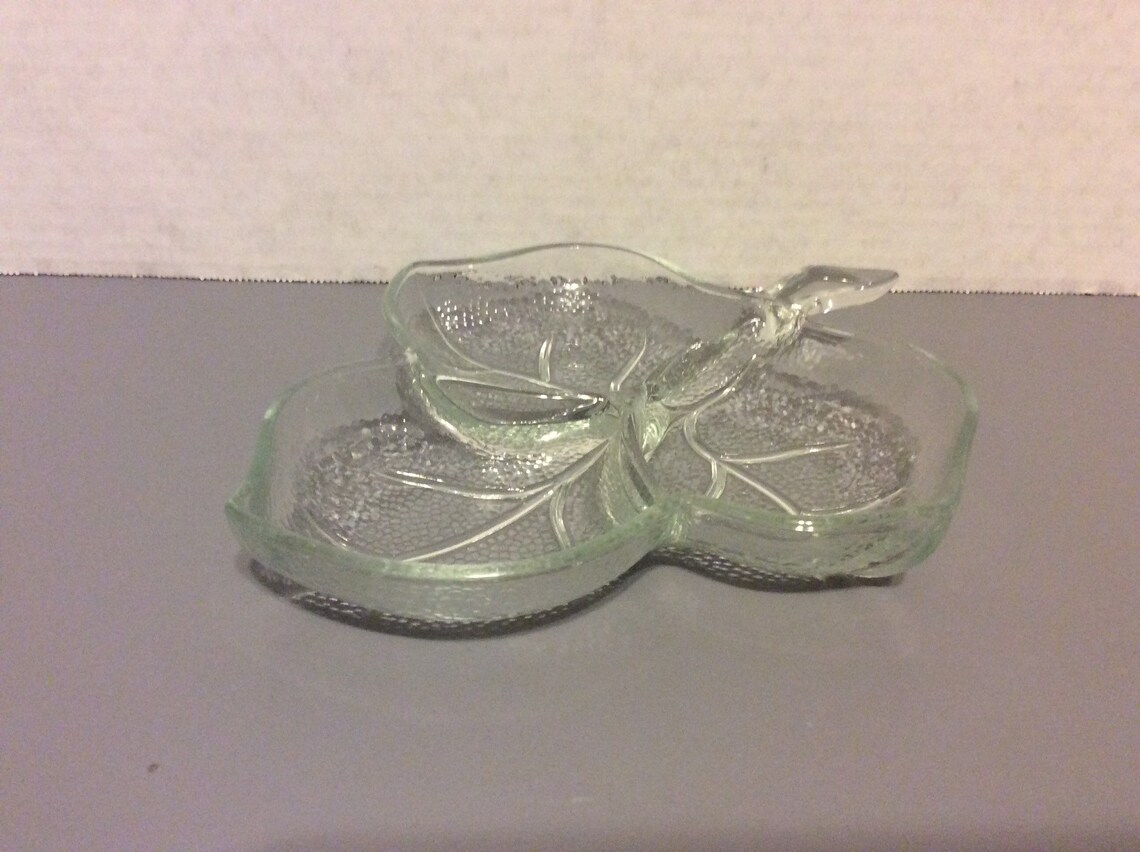 Glassware Vintage Maple Leaf Shaped Glass Candy Dish | Etsy
