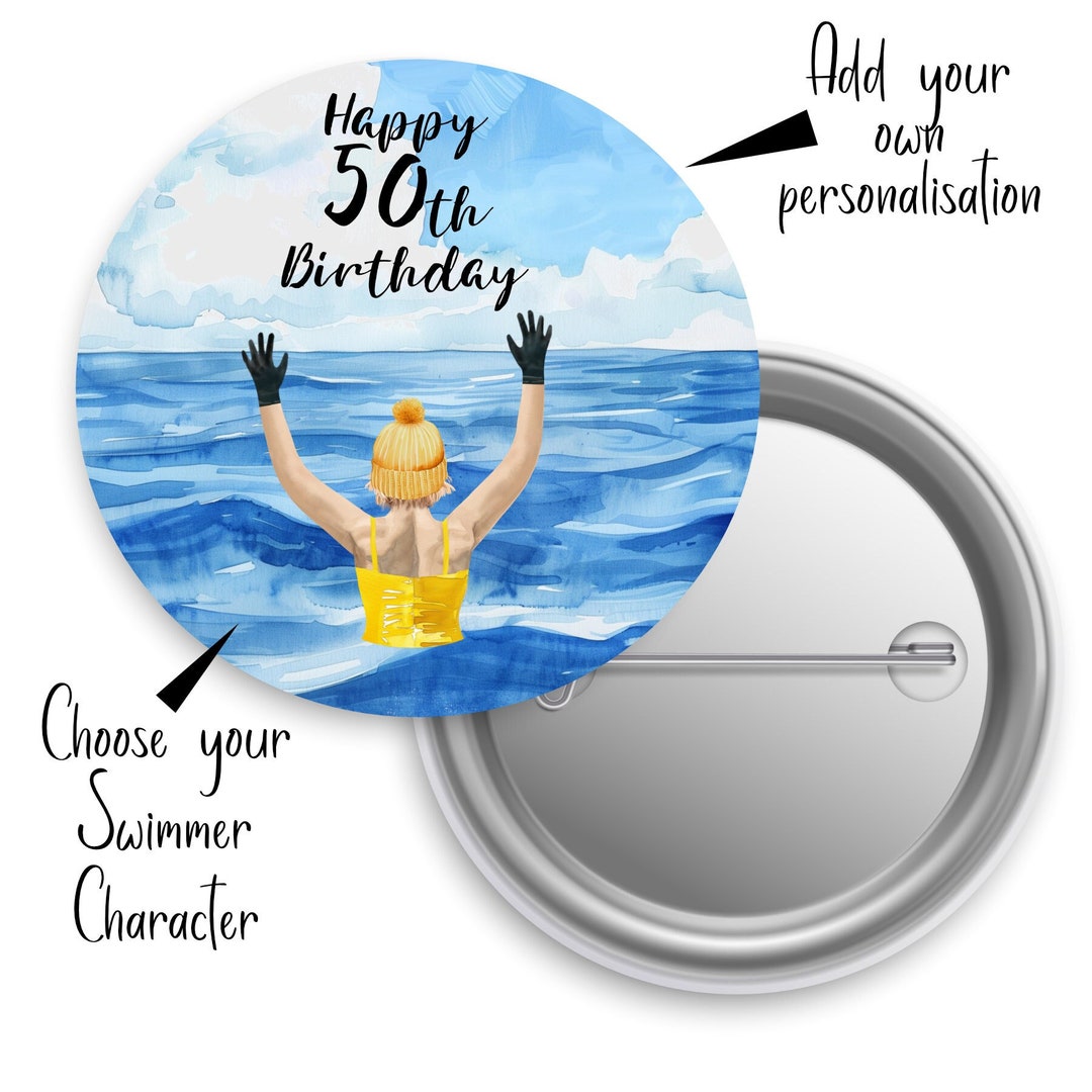 Wild Swimming Birthday Badge Pin Swimmers Gift Open Water Sea Lake ...