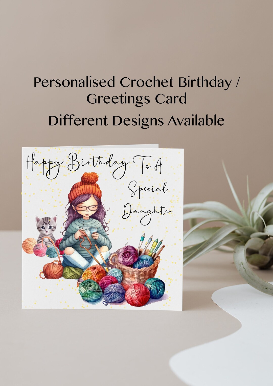 Crazy About Crochet Birthday Card Personalised Greeting - Etsy