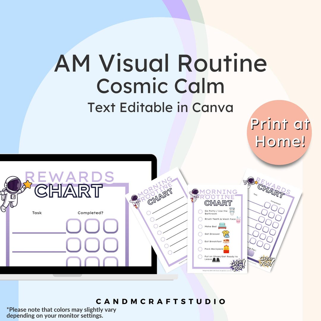 Morning Routine Chart for Kids | Editable Canva Printable Visual ...