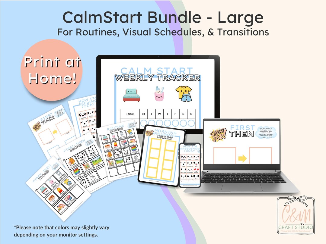 Morning Routine Chart for Kids – Visual Schedule Bundle W/ Icons, First ...
