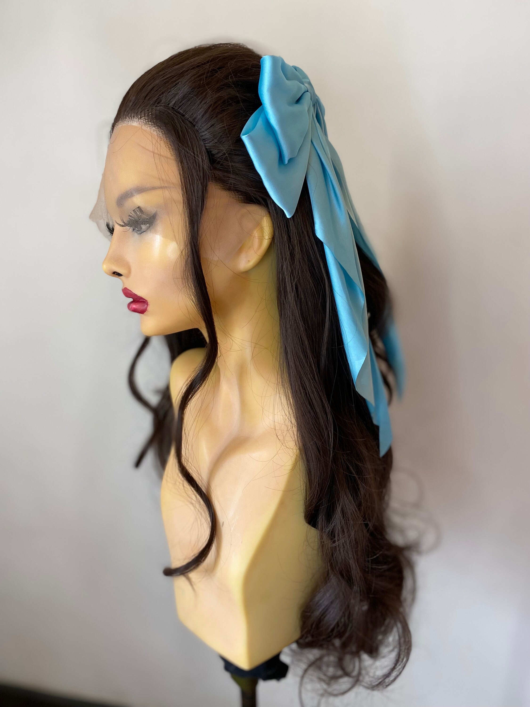 Lana-inspired Ocean Lace Front Wig | Blue Bows Brown Lace Wig | Drag ...