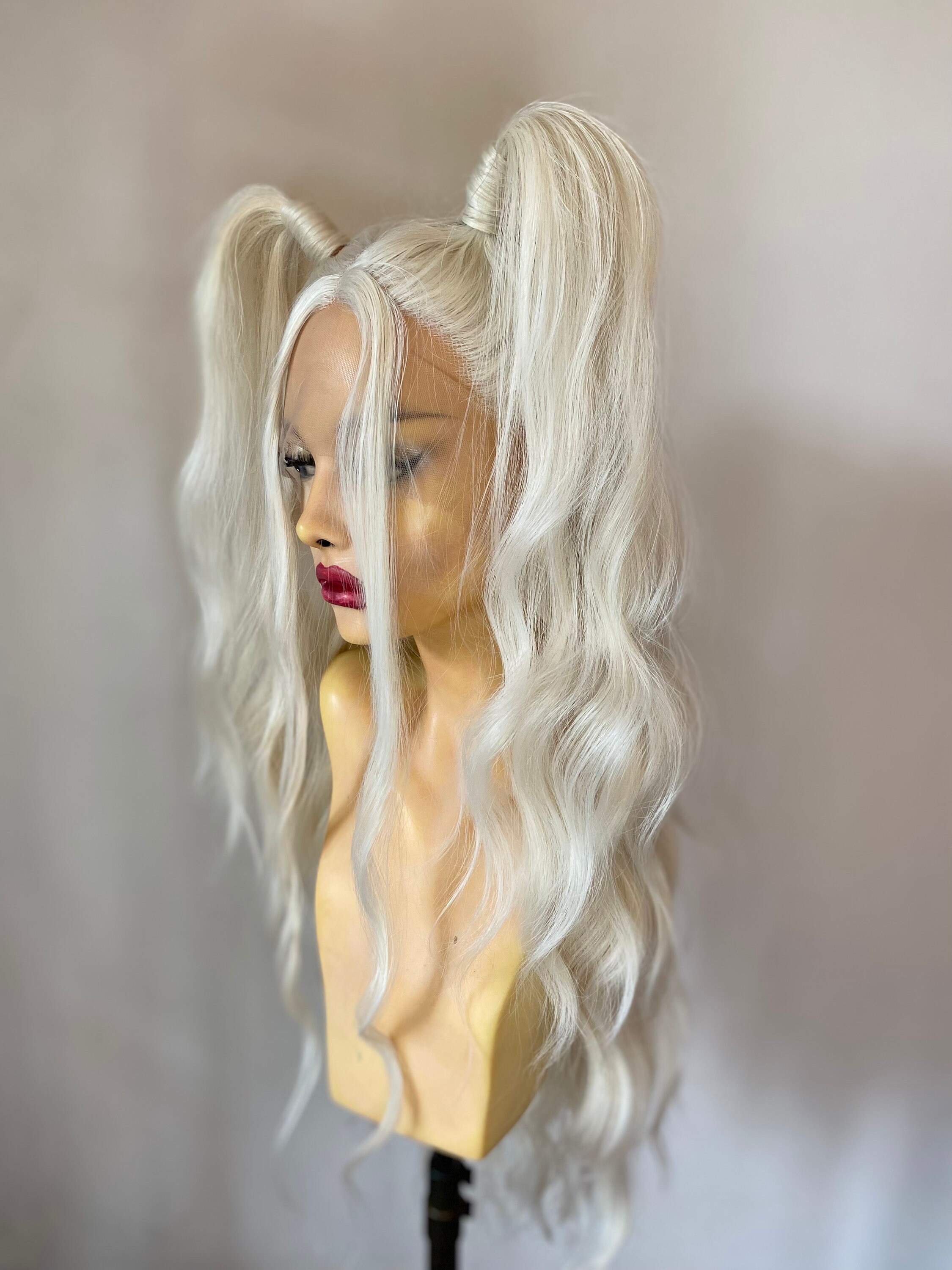 E-girl High Half Bunches Lace Front Wig | Blonde Mermaid Waves Wig ...