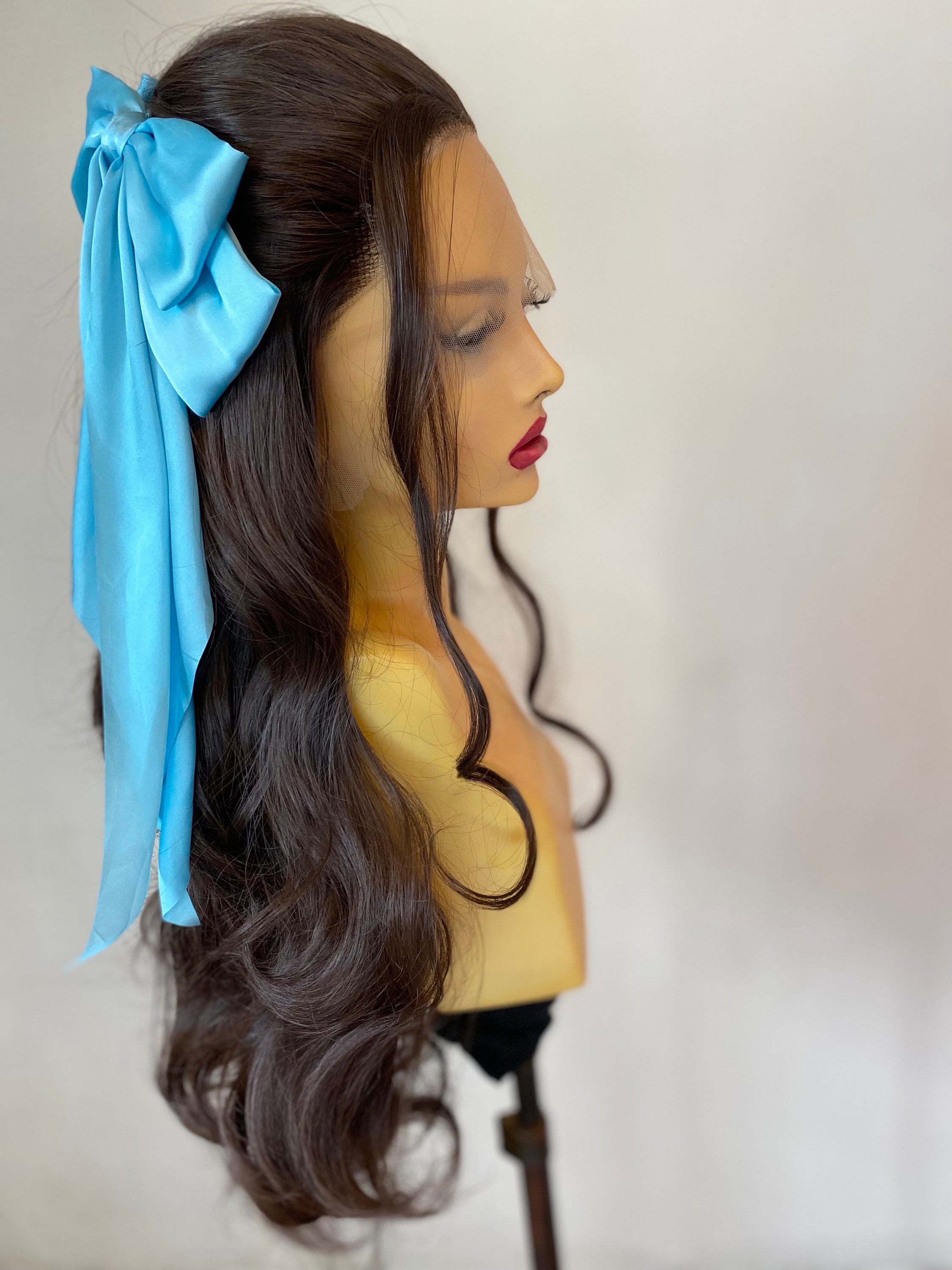 Lana-inspired Ocean Lace Front Wig | Blue Bows Brown Lace Wig | Drag ...