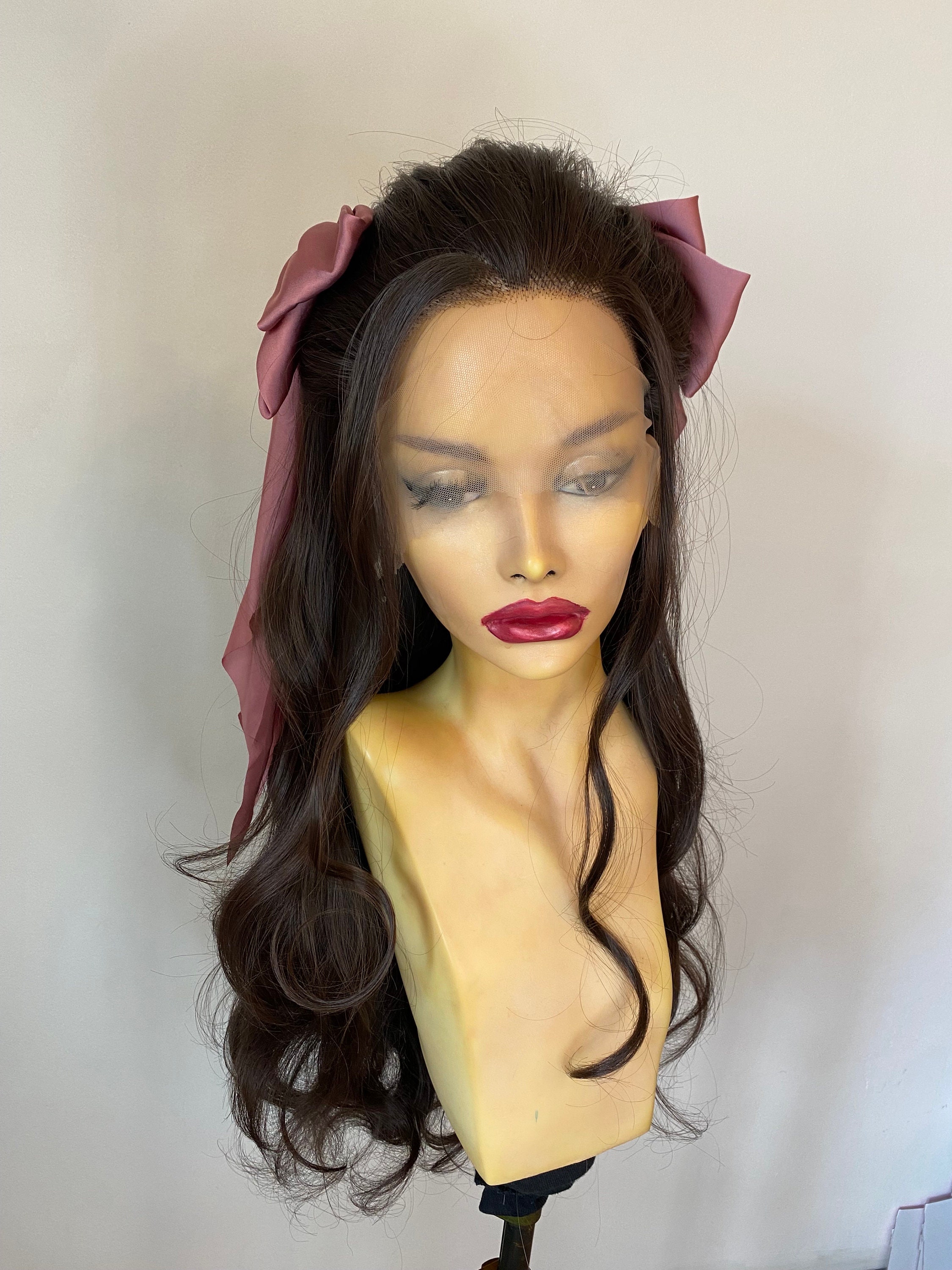 Lana Ocean Bow Lace Front Wig | Lana Del Rey | Pink Bows Brown Lace Wig ...