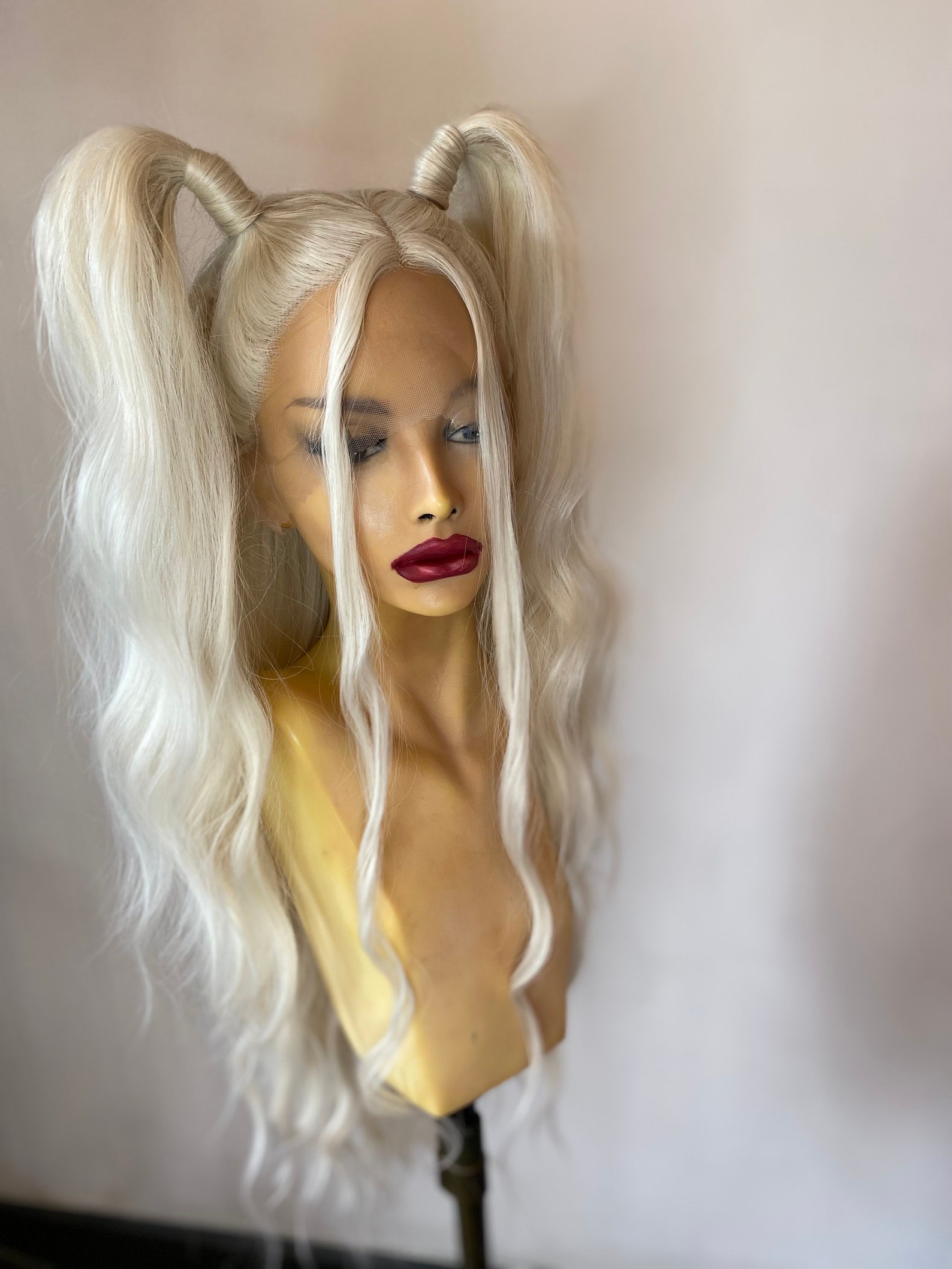 E-girl High Half Bunches Lace Front Wig | Blonde Mermaid Waves Wig ...