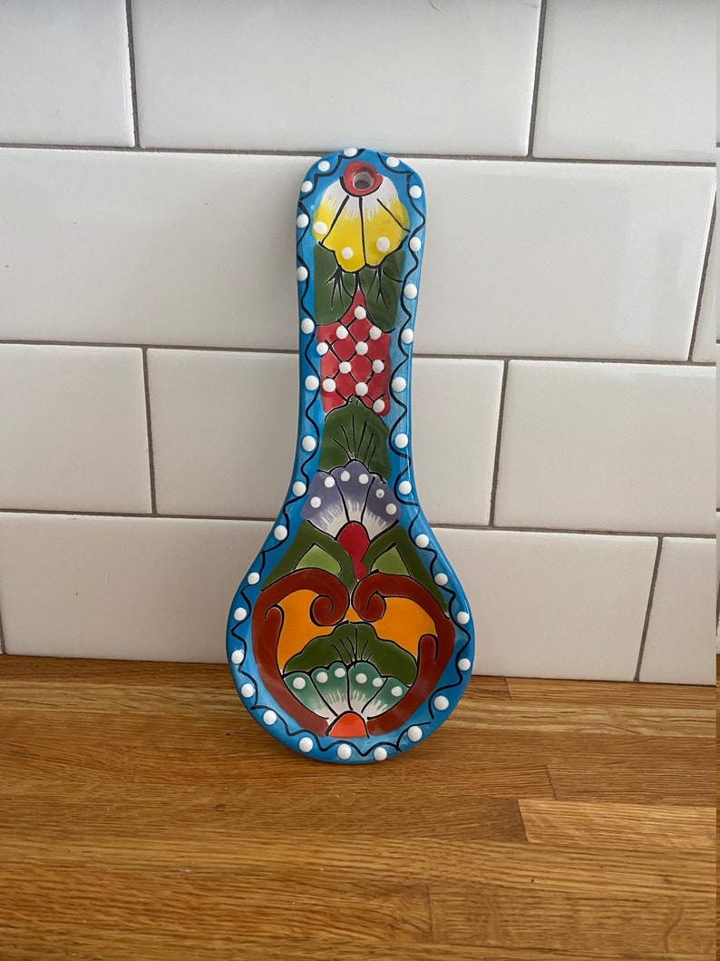 Hand Painted Spoon Rest Traditional Mexican Talavera Pottery | Etsy