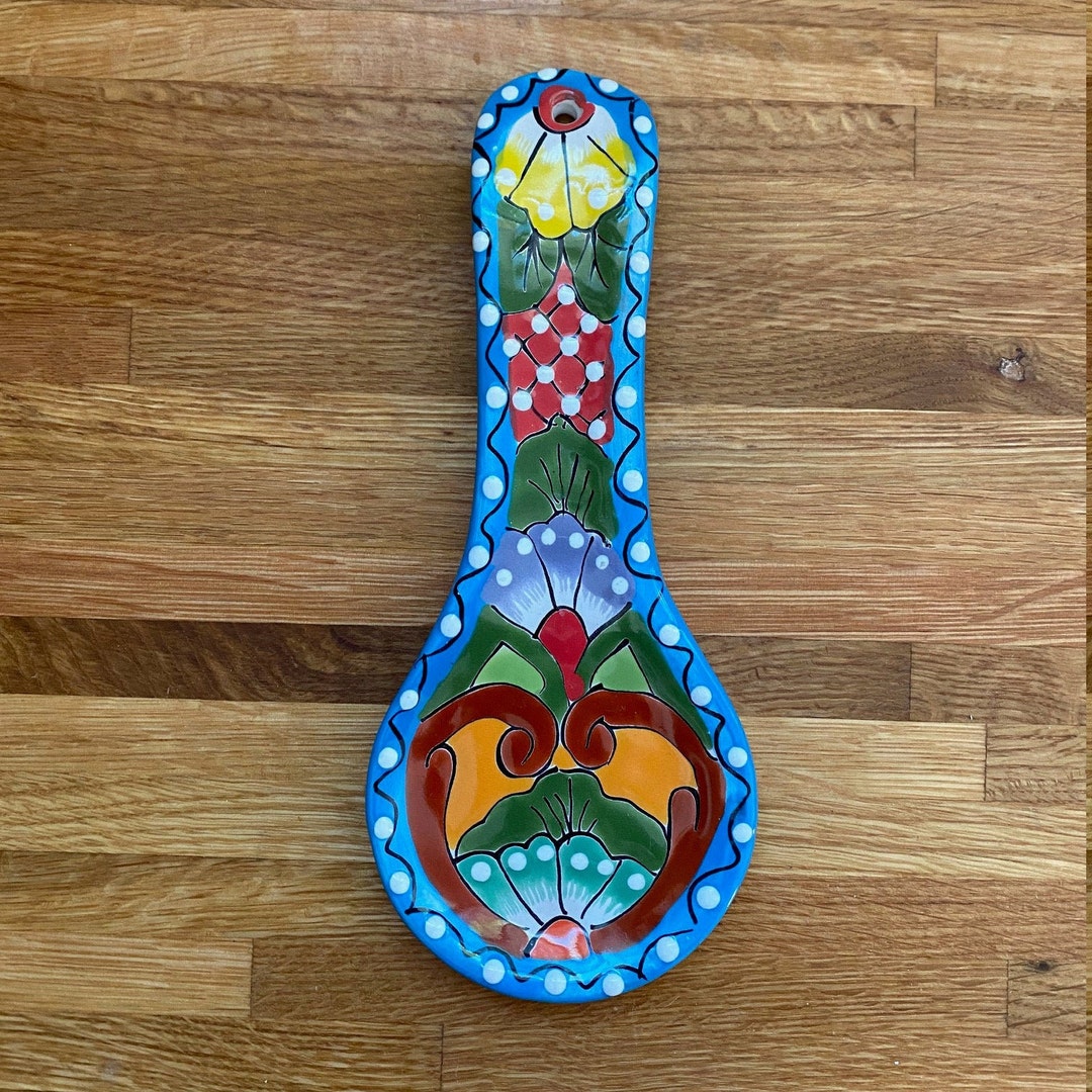 Hand Painted Spoon Rest Traditional Mexican Talavera Pottery - Etsy