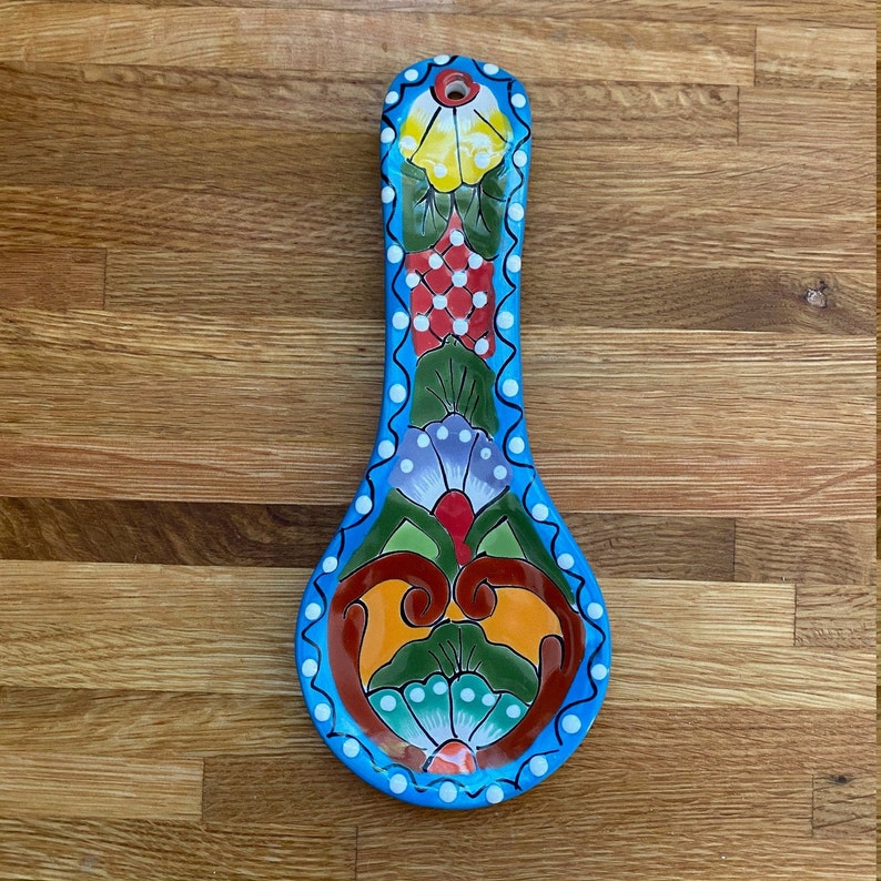 Hand Painted Spoon Rest Traditional Mexican Talavera Pottery - Etsy