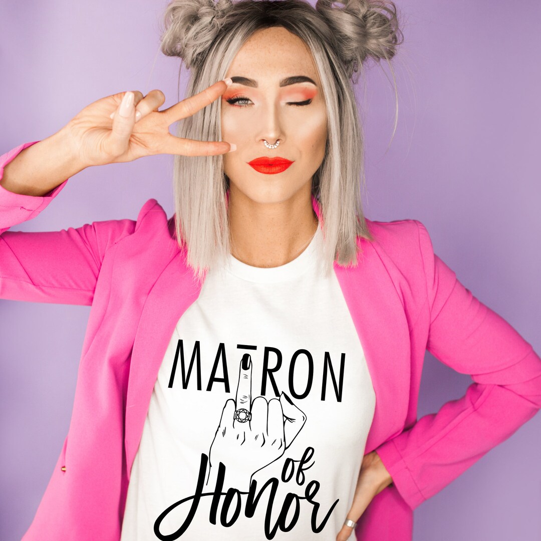 Matron of Honor Ring Finger Shirt Round Cut Unisex Crew Neck T Shirt ...