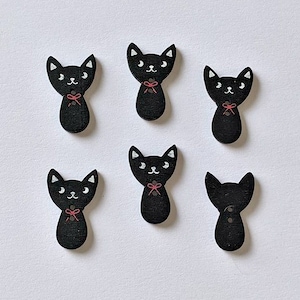 6 Black Cat Buttons Sewing Buttons Halloween Buttons Kids Craft 27mm ...
