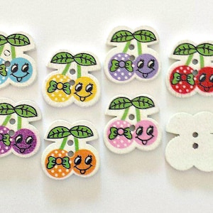 8 Wooden Cherry Buttons Cherries Buttons Fun Buttons Sewing Buttons - Etsy