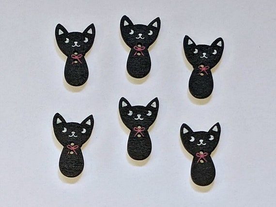 6 Black Cat Buttons Sewing Buttons Halloween Buttons - Etsy