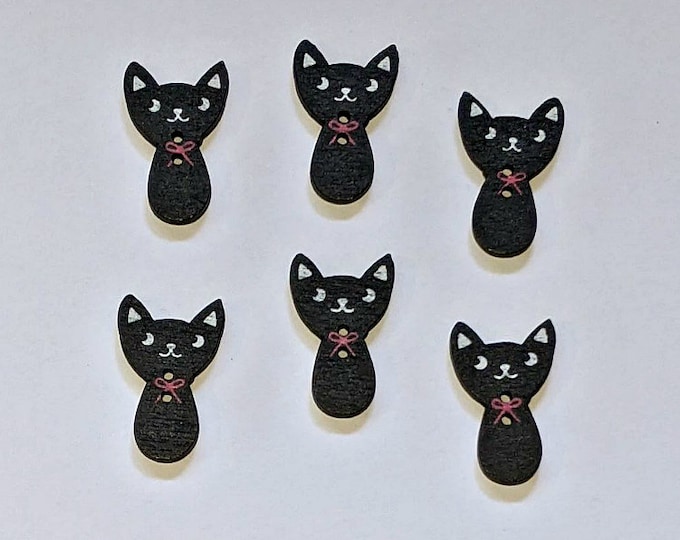 8 Mixed Cat Buttons Wooden Buttons Kitten Buttons Sewing Quilting ...