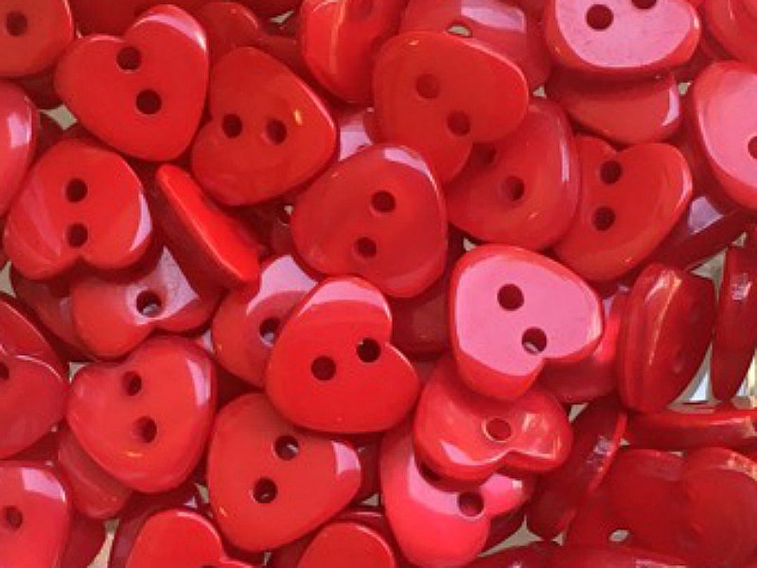 10 Red Heart Resin Heart Button Colorful Heart Sewing - Etsy