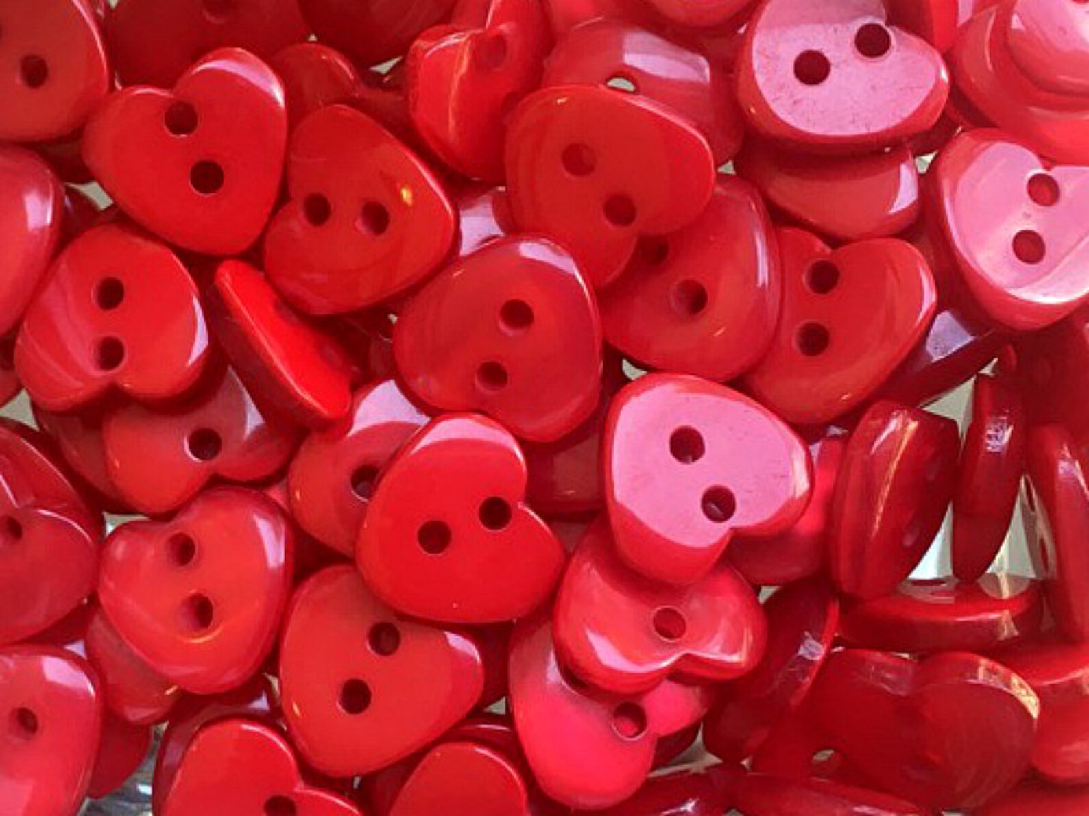 10 Red Heart Resin Heart Button Colorful Heart Sewing | Etsy