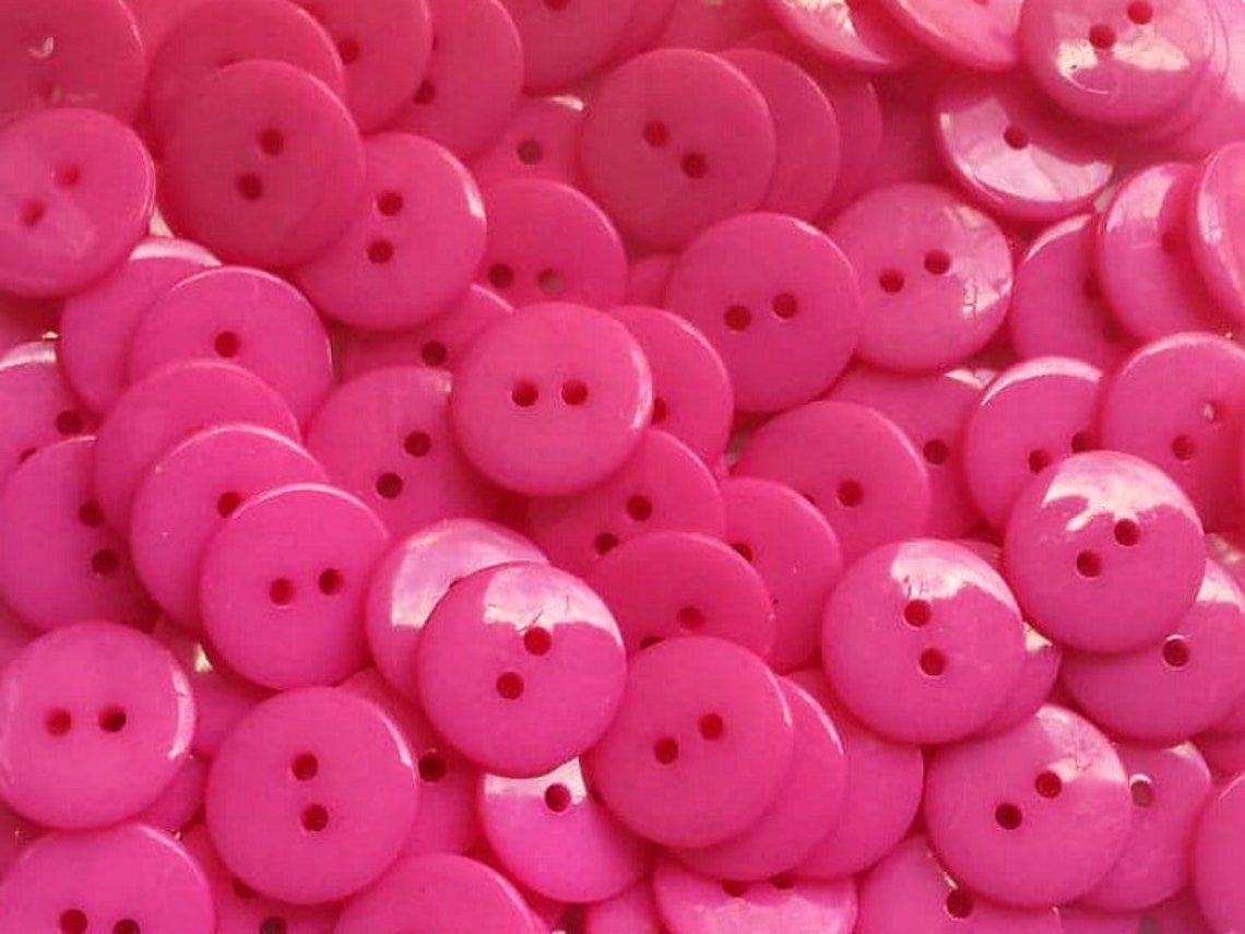 20 Hot Pink Resin Buttons Sewing Buttons 15mm Crafts | Etsy