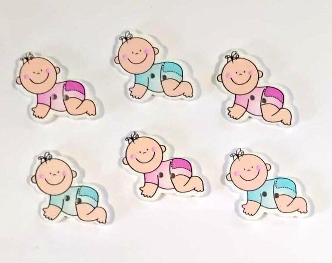 6 Crawling Baby Buttons Baby Buttons Crawling Baby Embellishments ...