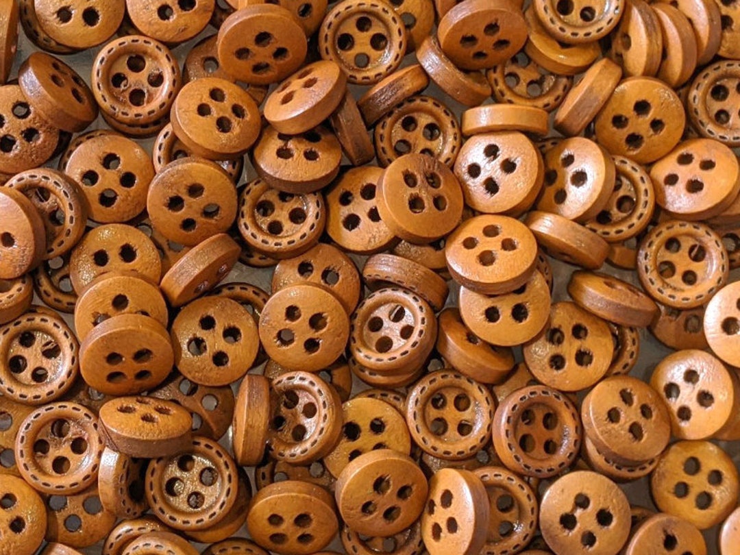 20 Wooden Brown Buttons Brown Sewing Buttons Wooden Buttons Small ...
