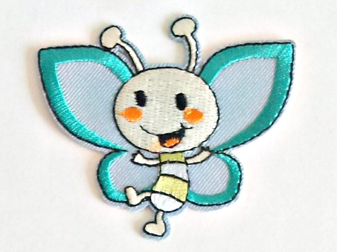 Embroidered Cute Blue Butterfly Patch Iron on Applique Sew on Patch ...