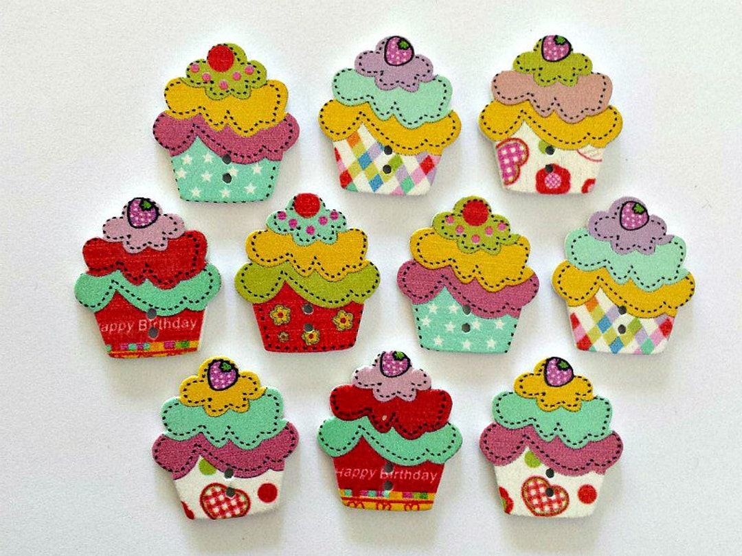 10 Cupcake Buttons Cupcakes Buttons Mini Cakes Muffins WSB0059 - Etsy