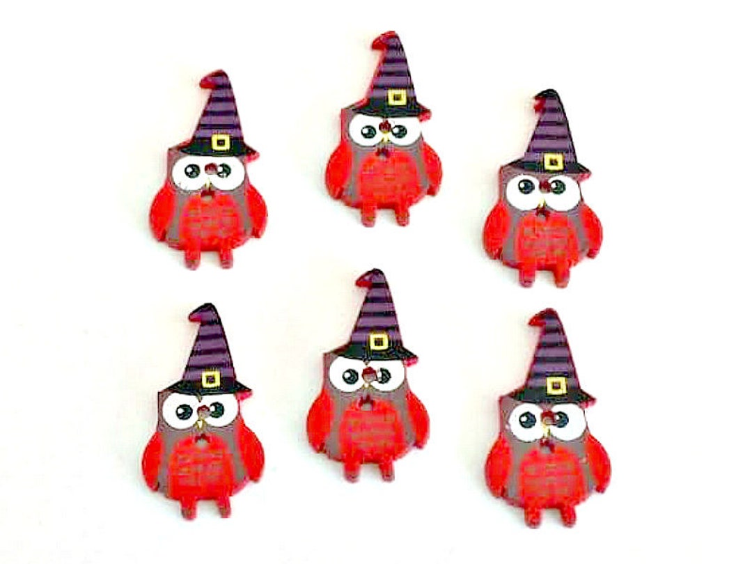 6 Boutons de Hibou dHalloween Hiboux orange Embellissements dHalloween ...
