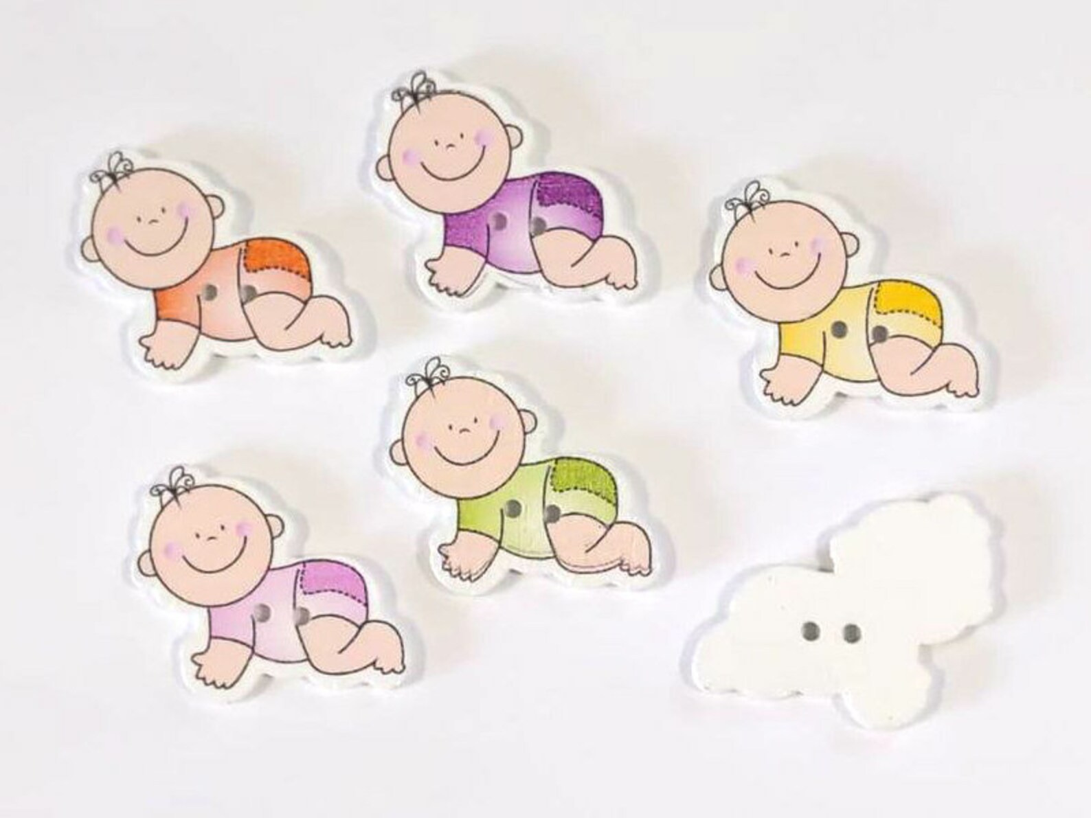 6 Wooden Crawling Baby Buttons Baby Buttons Crawling Baby ...
