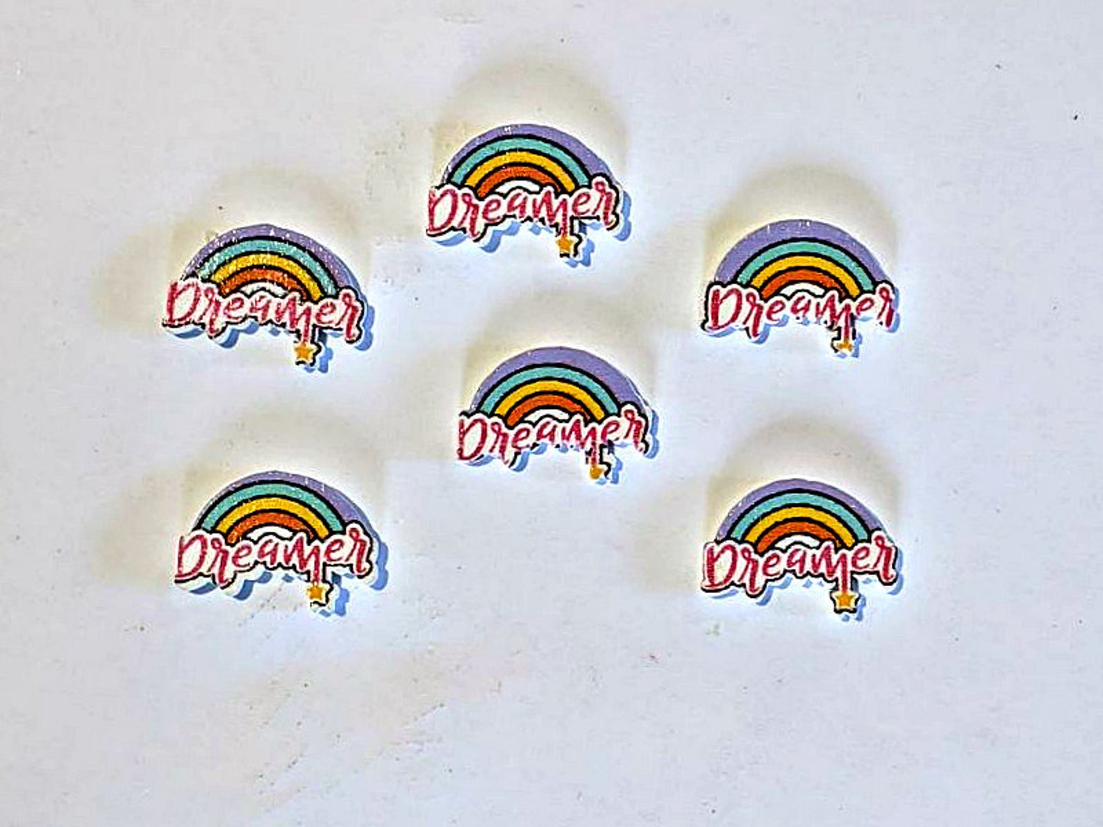 6 Dreamer Buttons Rainbow Buttons Sewing Buttons | Etsy