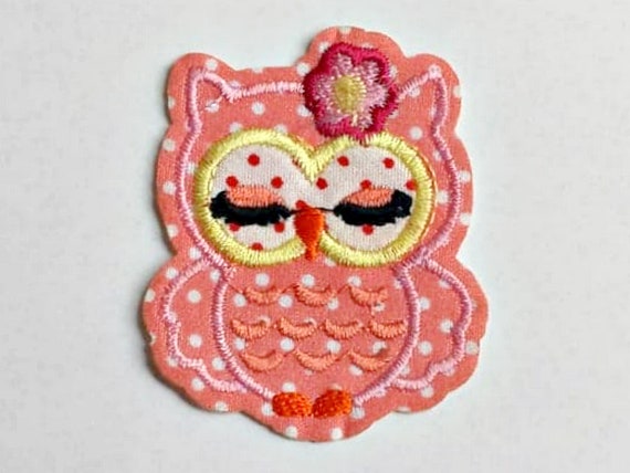 Pink Polka Dot Owl Patch Iron on Applique Sew on Patch | Etsy