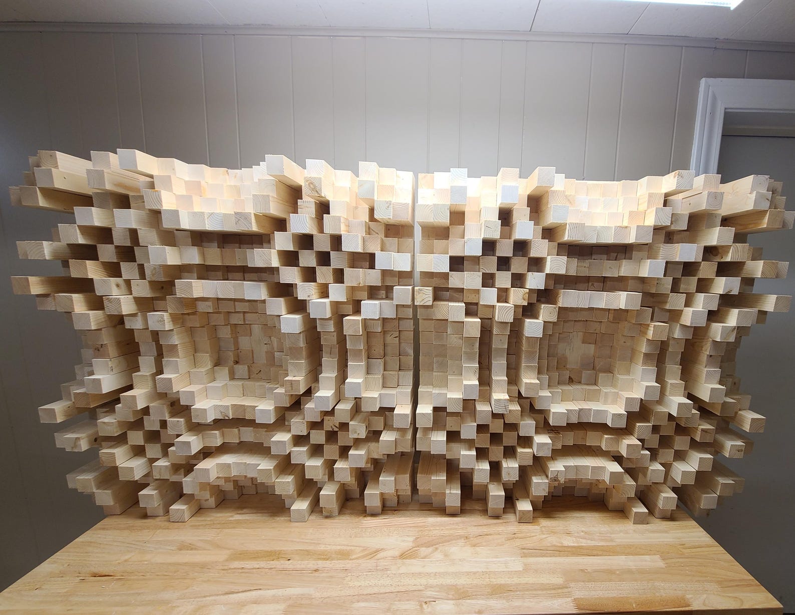 HUGE 35" DIY Acoustic N23 Skyline Sound Diffuser Wood Treatment Panel ...