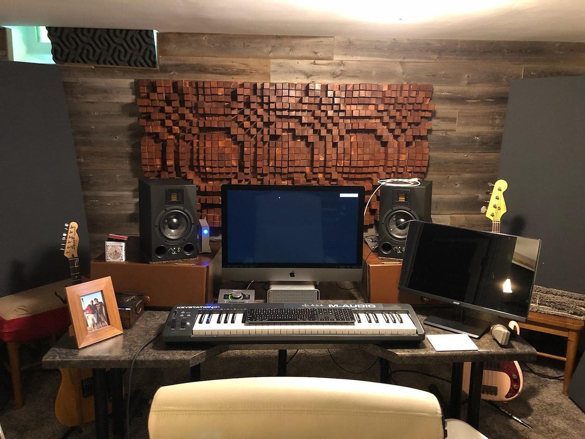 HUGE 35" DIY Acoustic N23 Skyline Sound Diffuser Wood Treatment Panel ...