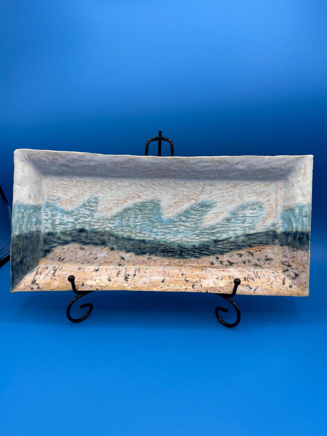 Handmade Ocean Wave Pottery Tray, Coastal Appetizer Platter - Etsy