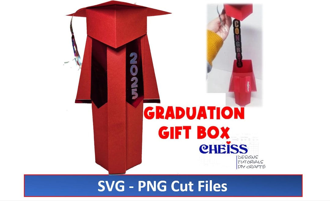 3D Graduation Gift Box SVG | PNG Cut Files - Etsy