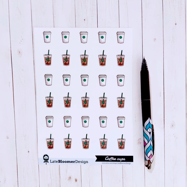 30 Mini Coffee Cups Iced Coffee Stickers Cold Brew Stickers - Etsy