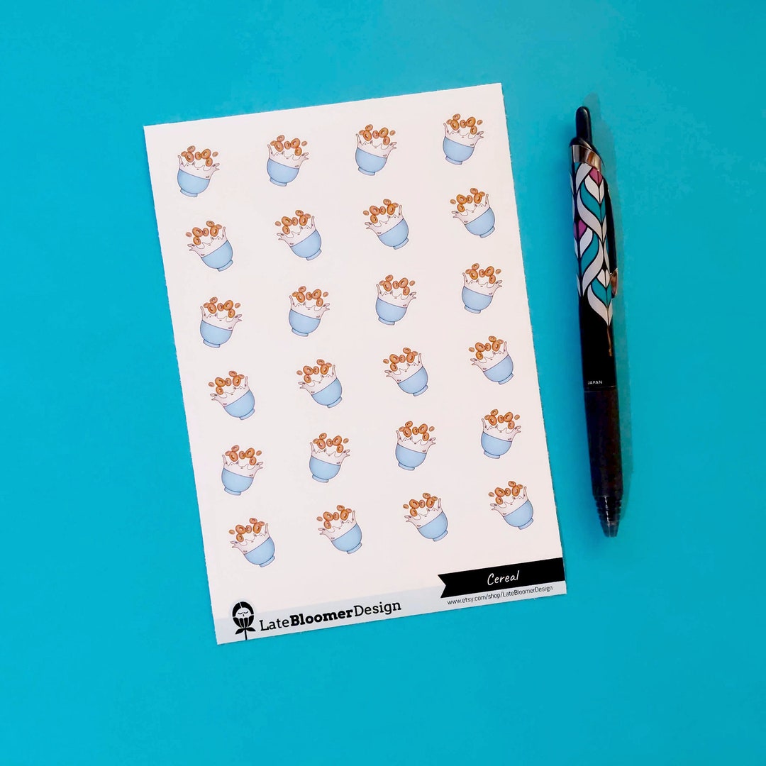 24 Cereal Stickers, Breakfast, Cheerios Bowl, Milk, Food Stickers ...