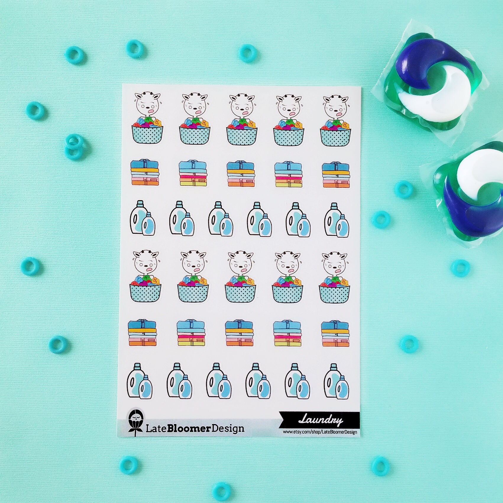 Laundry Sticker 61 Fold Laundry Planner Girl Functional Planner Sticker ...