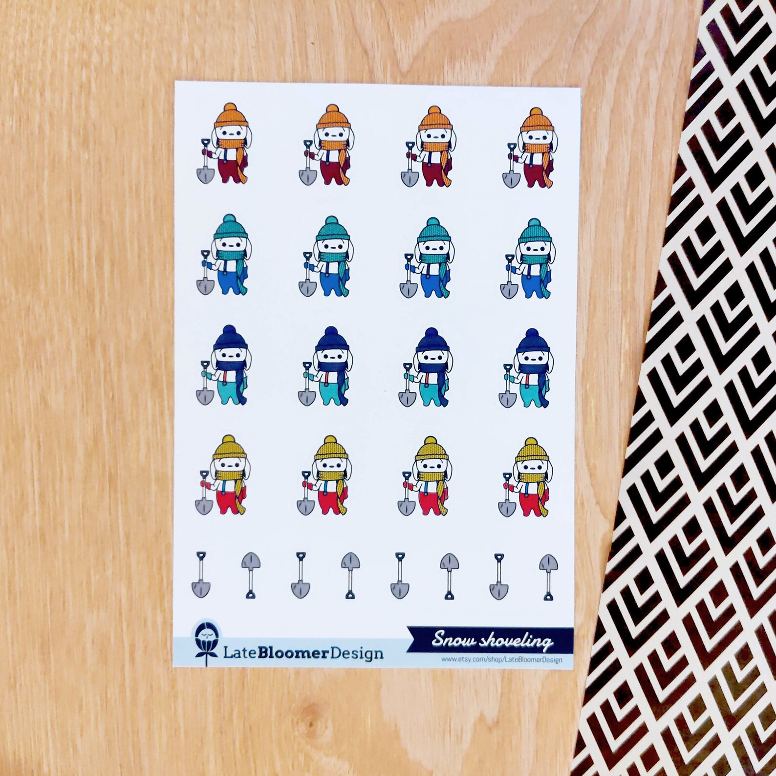 Snow Shoveling Sticker Snow Day Functional Stickers Shovel - Etsy