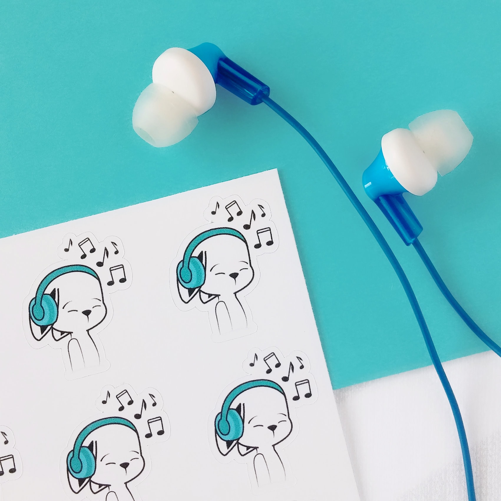 Headphones Planner Sticker/music Notes Sticker/listen to Music/happy ...