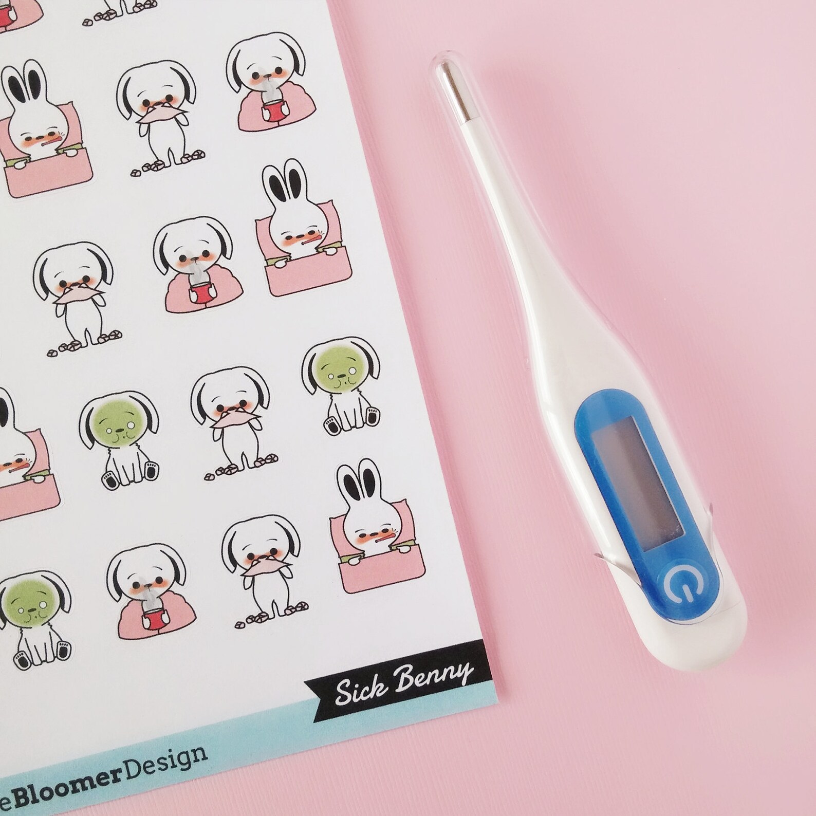 Planner Stickers/sick Day Stickers/bunny Stickers/character Stickers ...